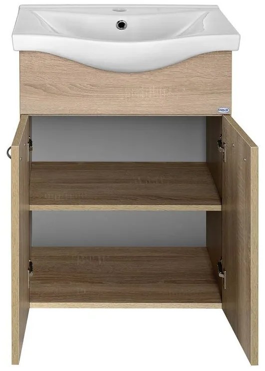 Aqualine, KERAMIA FRESH umyvadlová skříňka 51,1x74x34cm, dub platin, 50058