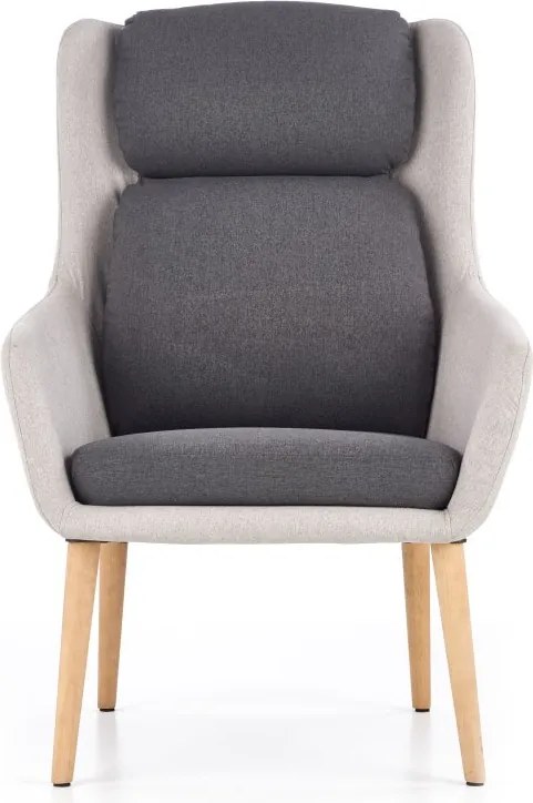 Křeslo PURIO – výška sedu 42 cm pro pohodlné usedání světle šedá/tmavě šedá