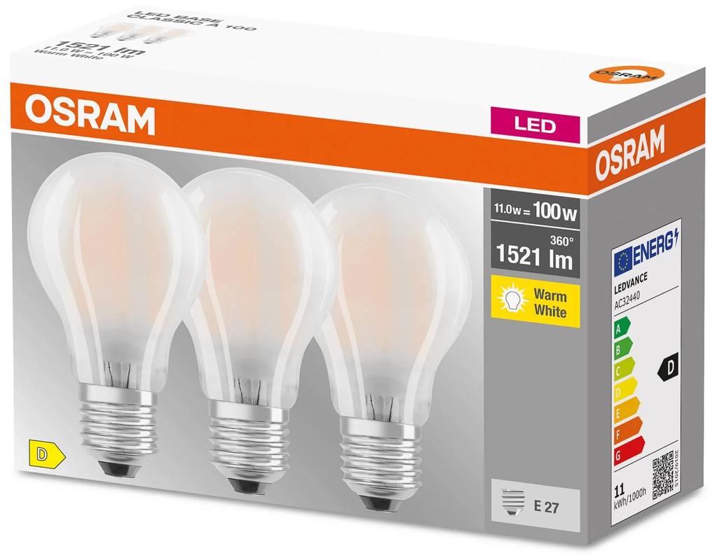 OSRAM LED žárovka E27 Base CL A 11W 2 700K mat 3ks