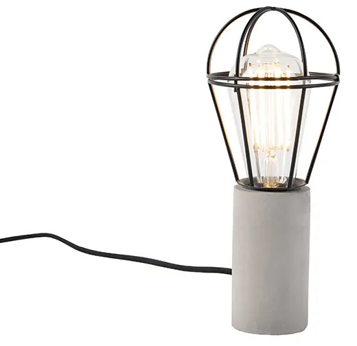 Průmyslová stolní lampa betonová s černou - Edison