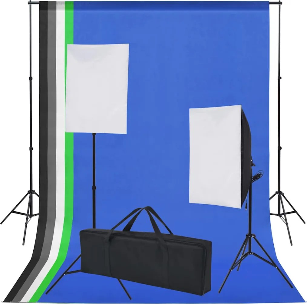 Profesionální foto studio set: 5 barevných pozadí a 2 softboxy 190207