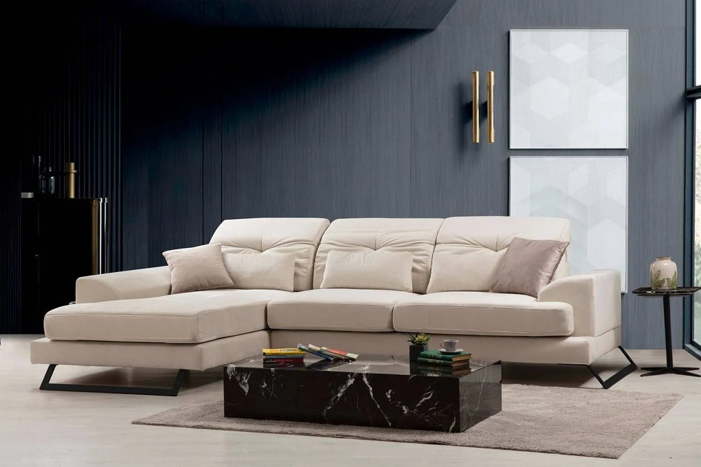 Designová rohová sedačka Heimana 308 cm ecru - levá