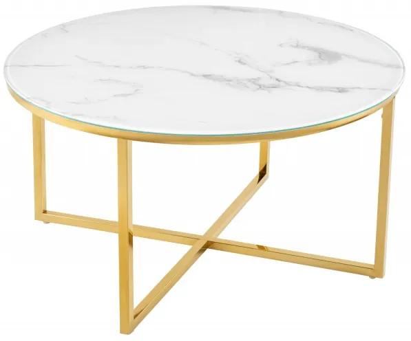 Noble Home Bílý/zlatý kulatý konferenční stolek Elegance 80 cm