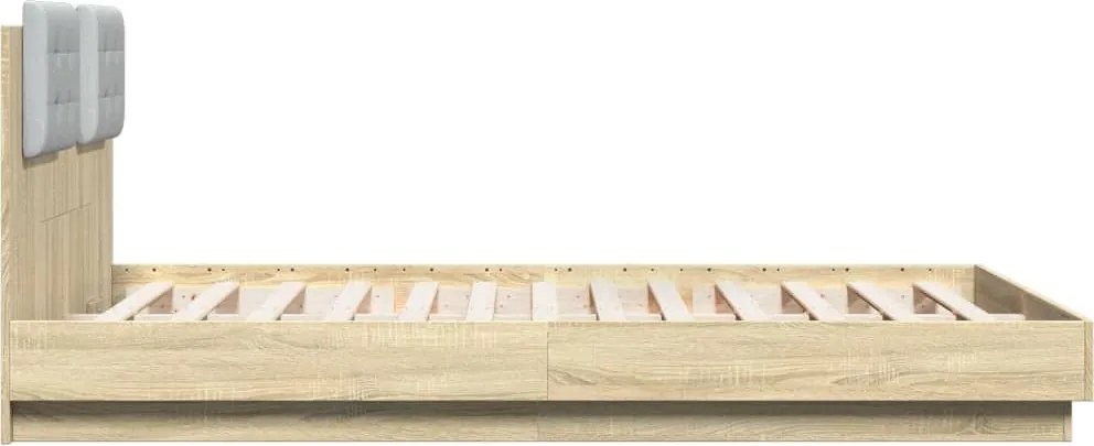 Rám postele s čelem dub sonoma 140 x 200 cm kompozitní dřevo 3209921