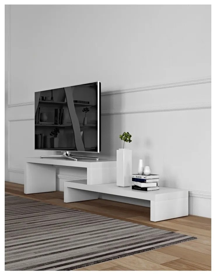 Bílý variabilní TV stolek TemaHome Cliff Walnut