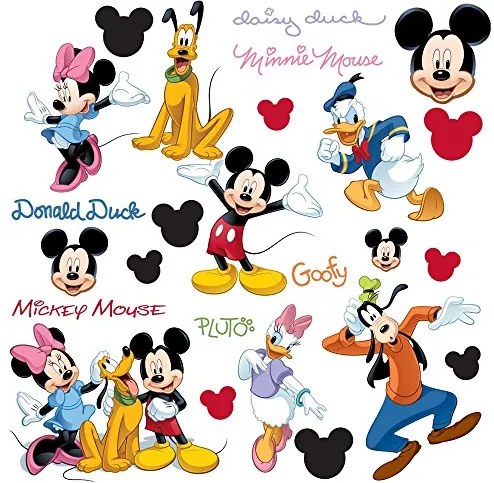 RoomMates Samolepka na zeď Mickey, Minnie Mouse a přátelé - 4 archy 25x46 cm