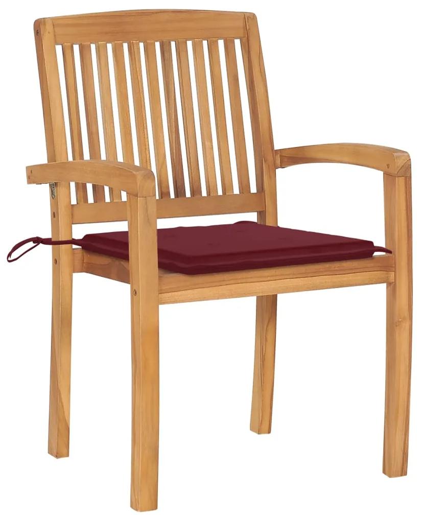 Stohovací zahradní židle s poduškami 4 ks masivní teak,  3073219