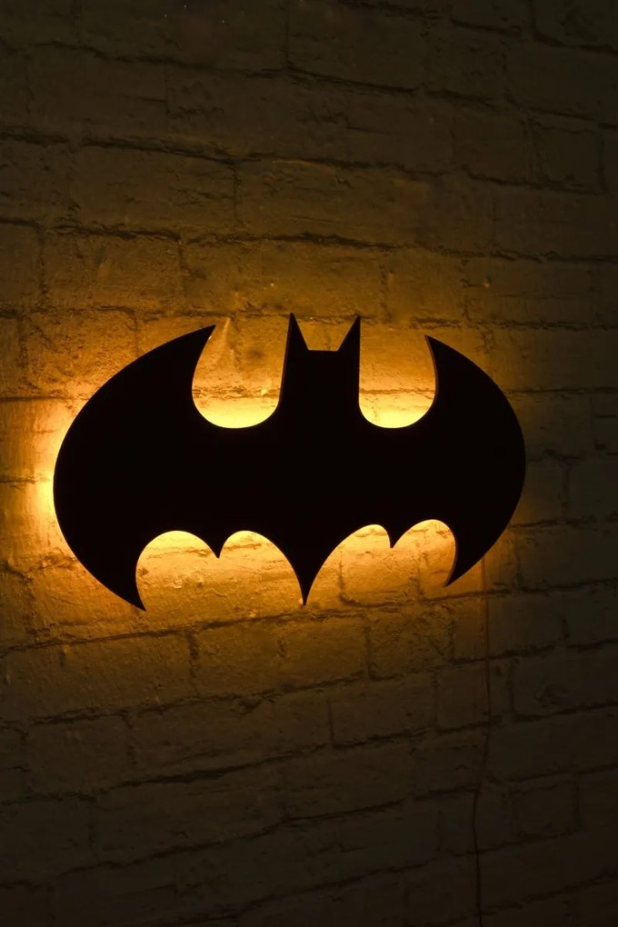 Nástěnná dekorace s led osvětlením Batman žlutá