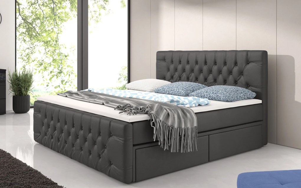 K&M postele Boxspring postel SOGNARE s úložným prostorem Velikost postele: 140 × 200 cm, Výběr matrace: Oboustranná pružinová matrace - středně měkká…