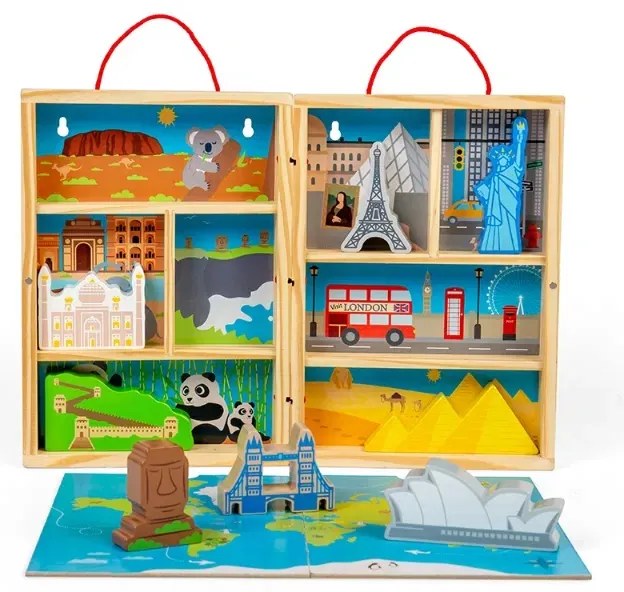 Bigjigs Toys Dřevěná cestovatelská hrací sada