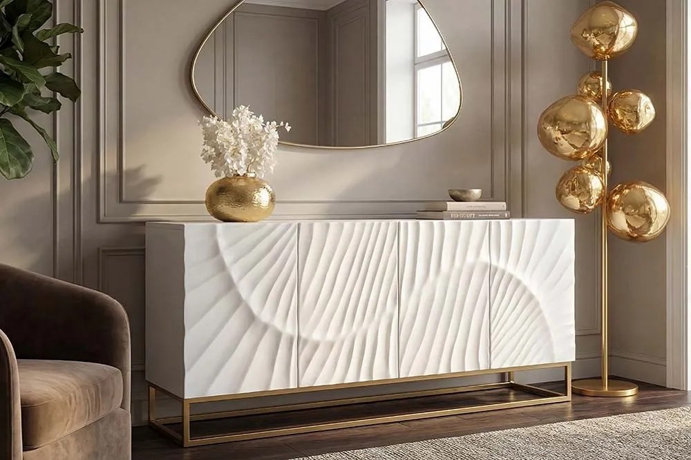 Designová komoda Shayla 177 cm bílé mango