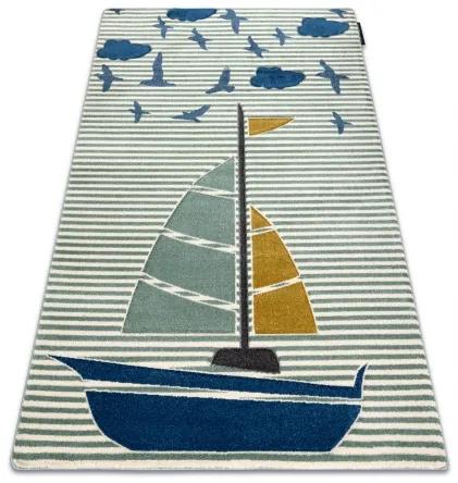 Dětský kusový koberec PETIT Loďka Plachetnice zelený Rozměr: 140x190 cm