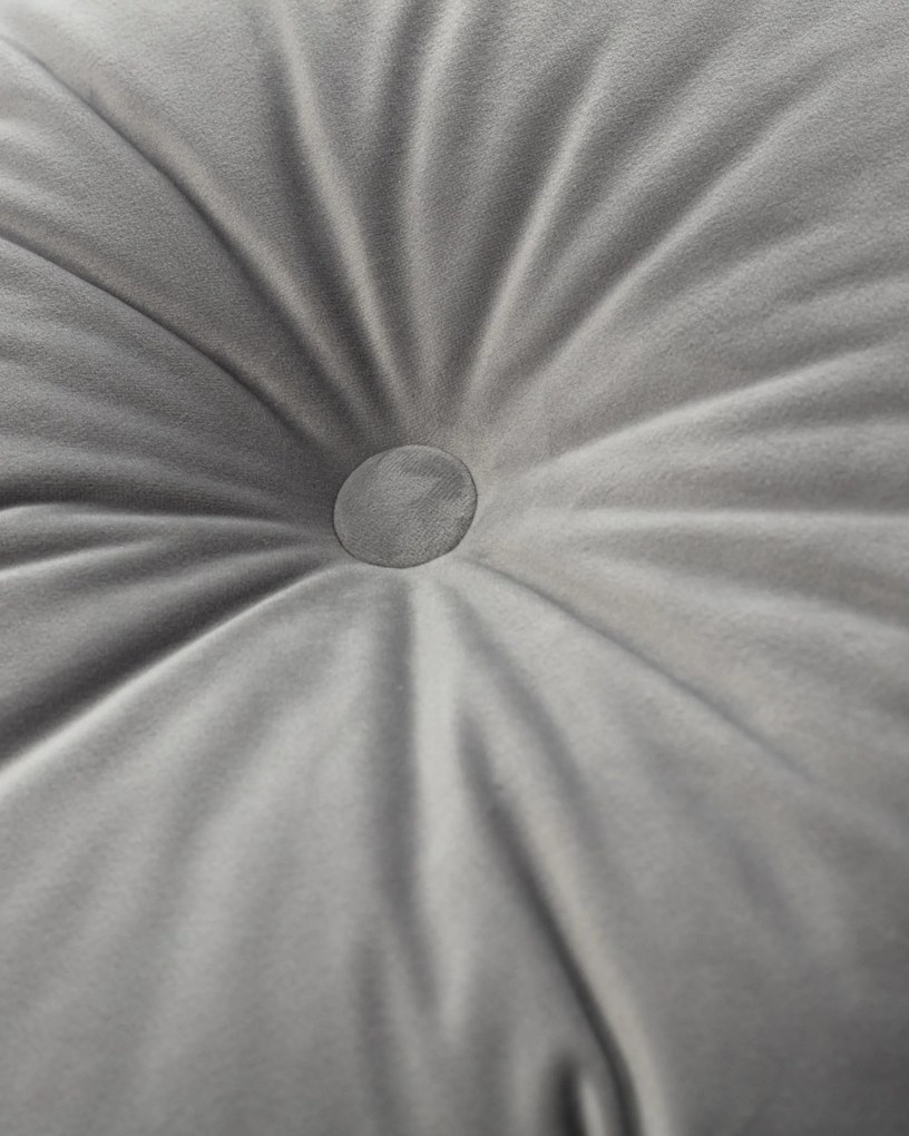 Sametový polštář s knoflíkem barva šedá látka lesklé, sametová
