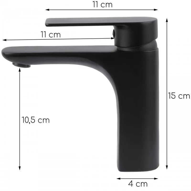 Erga Remi, umyvadlová baterie h-150, černá matná, ERG-YKA-BU.REMI24-BLK