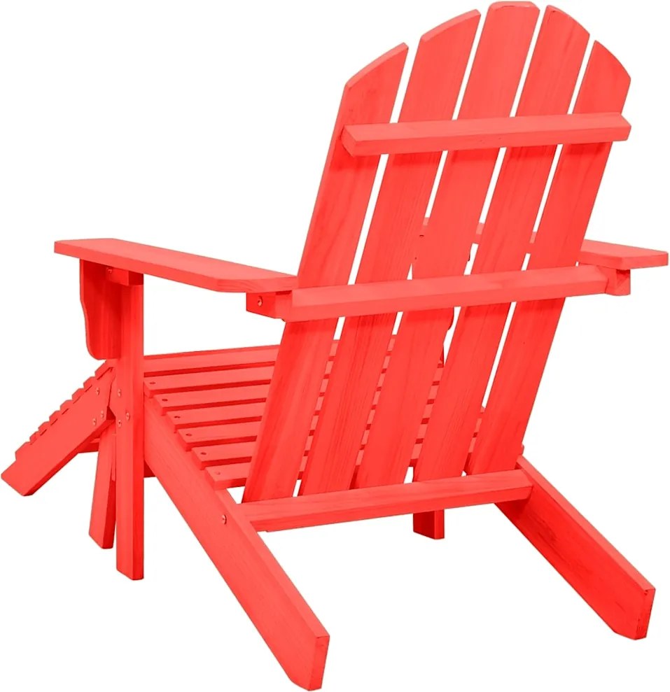 Zahradní židle Adirondack s podnožkou masivní jedle červená 315863