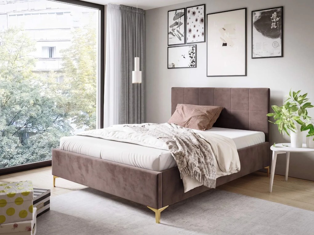 Eka Čalouněná postel SMART+ 180x200 cm Barva látky Trinity: Žlutá (Trinity 2318), Úložný prostor: S kovovým rámem úložného prostoru