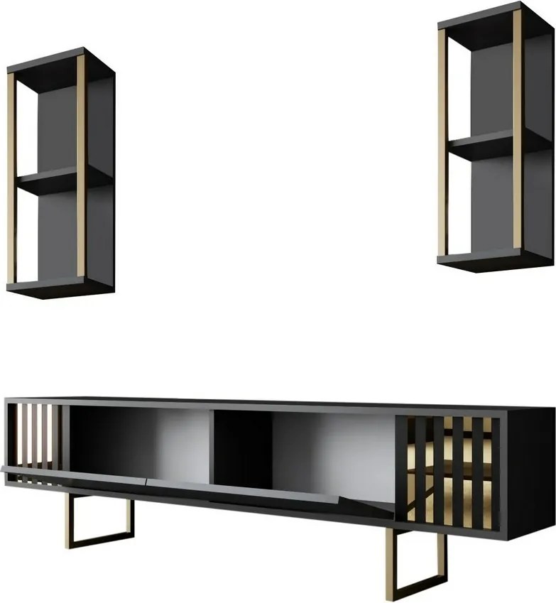 Televizní stolek s policemi Linie Anthracite and Gold