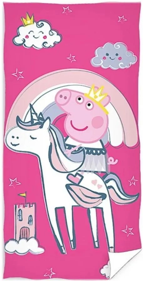 Bavlněná plážová osuška Prasátko Peppa - motiv Pepinka princezna - 100% bavlna - 70 x 140 cm
