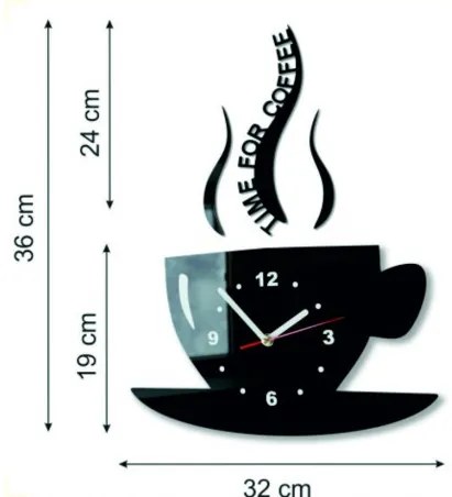 Nástenné hodiny šálka, 3D zrkadlové nálepky I SENTOP FL-z16-YELLOW-1018