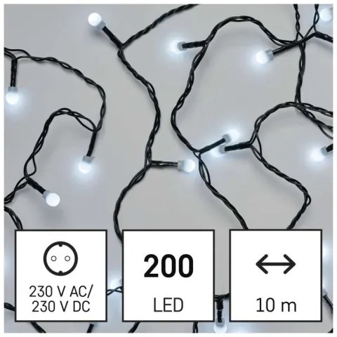 Vánoční řetěz kuličky EMOS ZYK0207 200LED 10m studená bílá