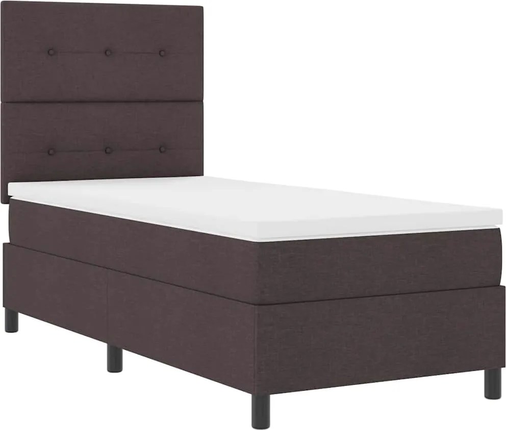 Postel s boxspringem s čelo Tmavě hnědá 80 x 200 cm textil 3339346