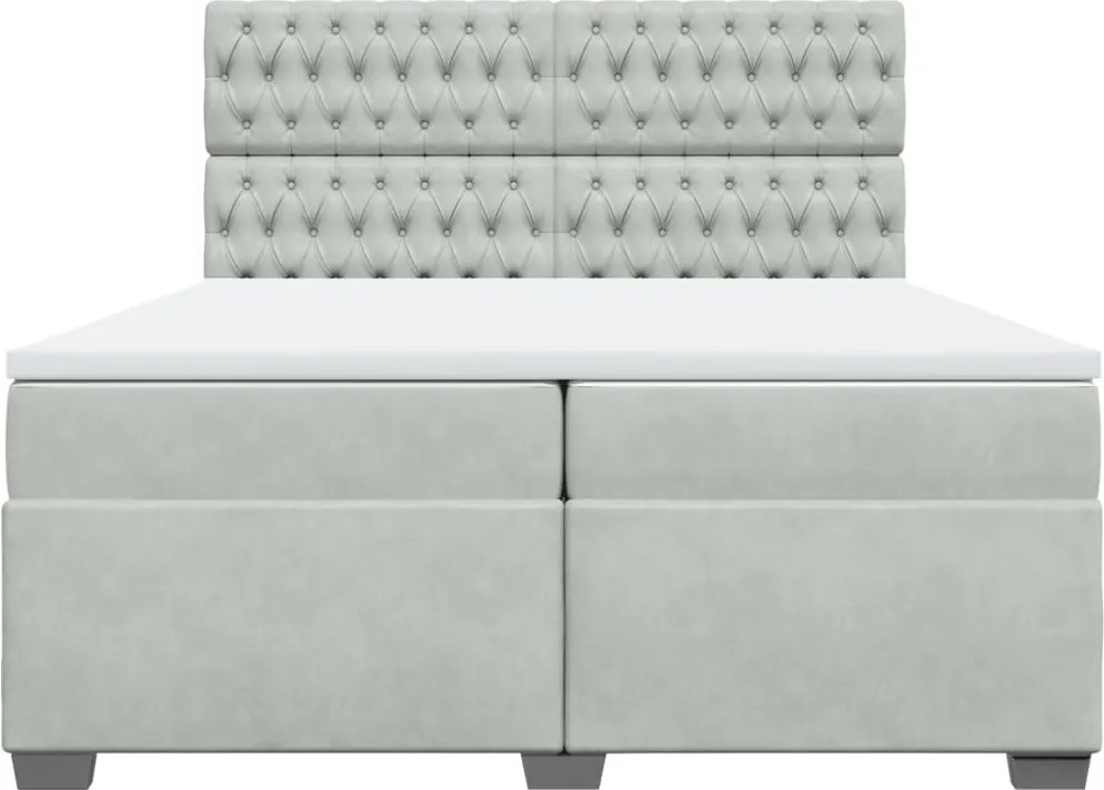Box spring postel s matrací světle šedá 200x200 cm samet 3293308