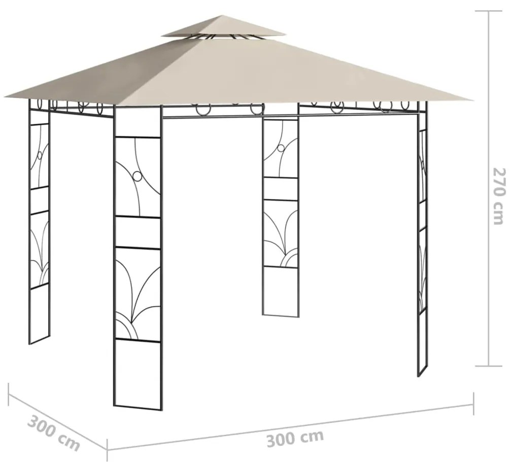 vidaXL Altán 3 x 3 x 2,7 m krémový 160 g/m²