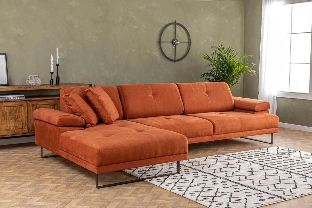 Hanah Home Třímístná pohovka MUSTANG oranžová levá 560ARE1215