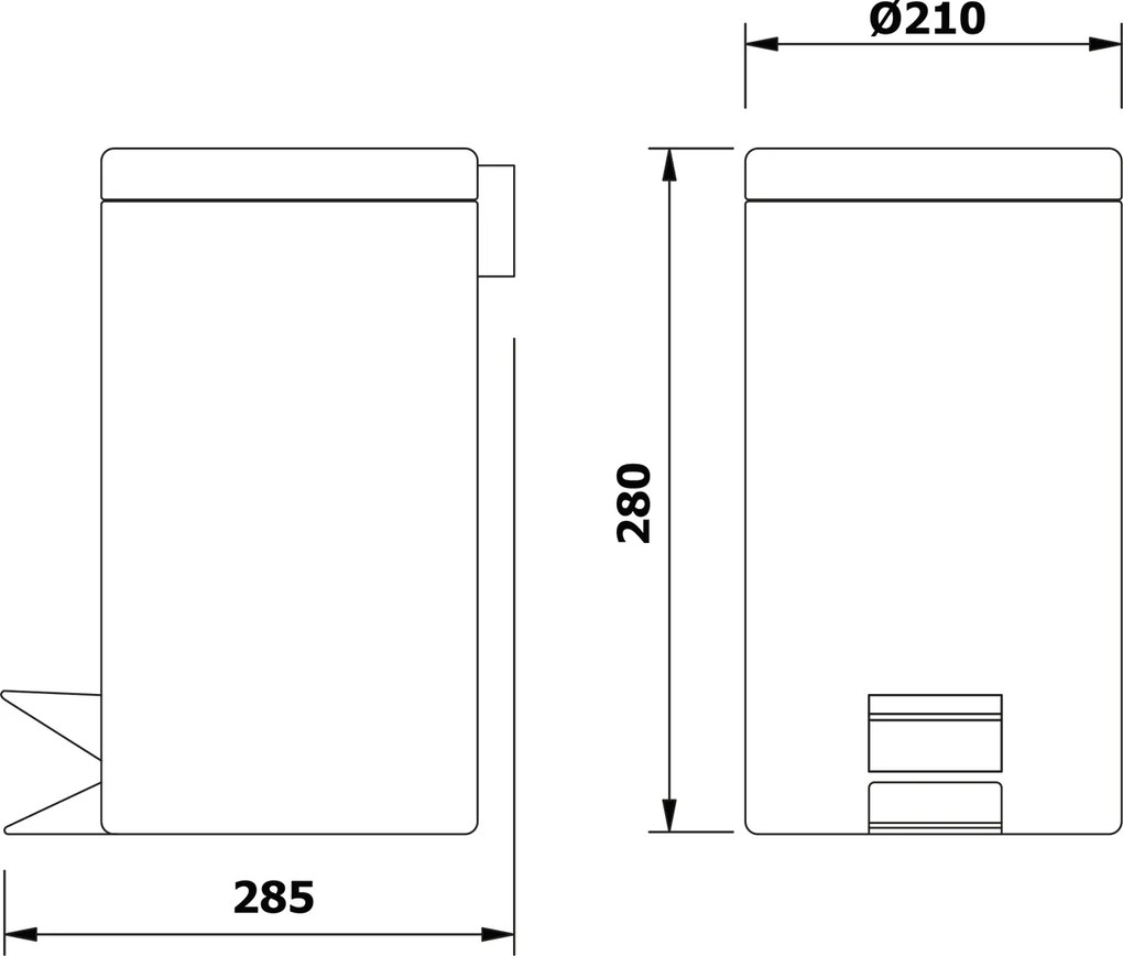 Aqualine, SIMPLE LINE odpadkový koš kulatý 5l, leštěná nerez, 27105