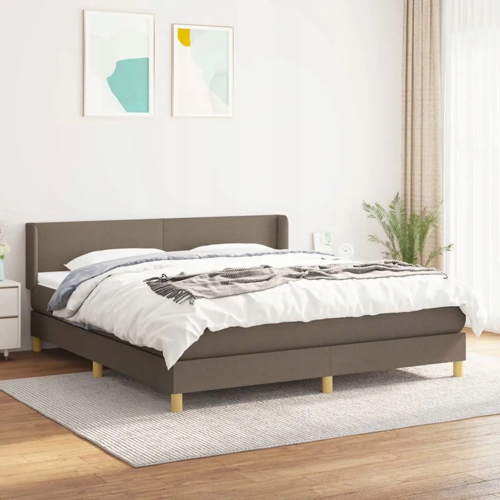 Box Spring Postel S Matrací Textil Taupe Hladký design 180 x 200 cm