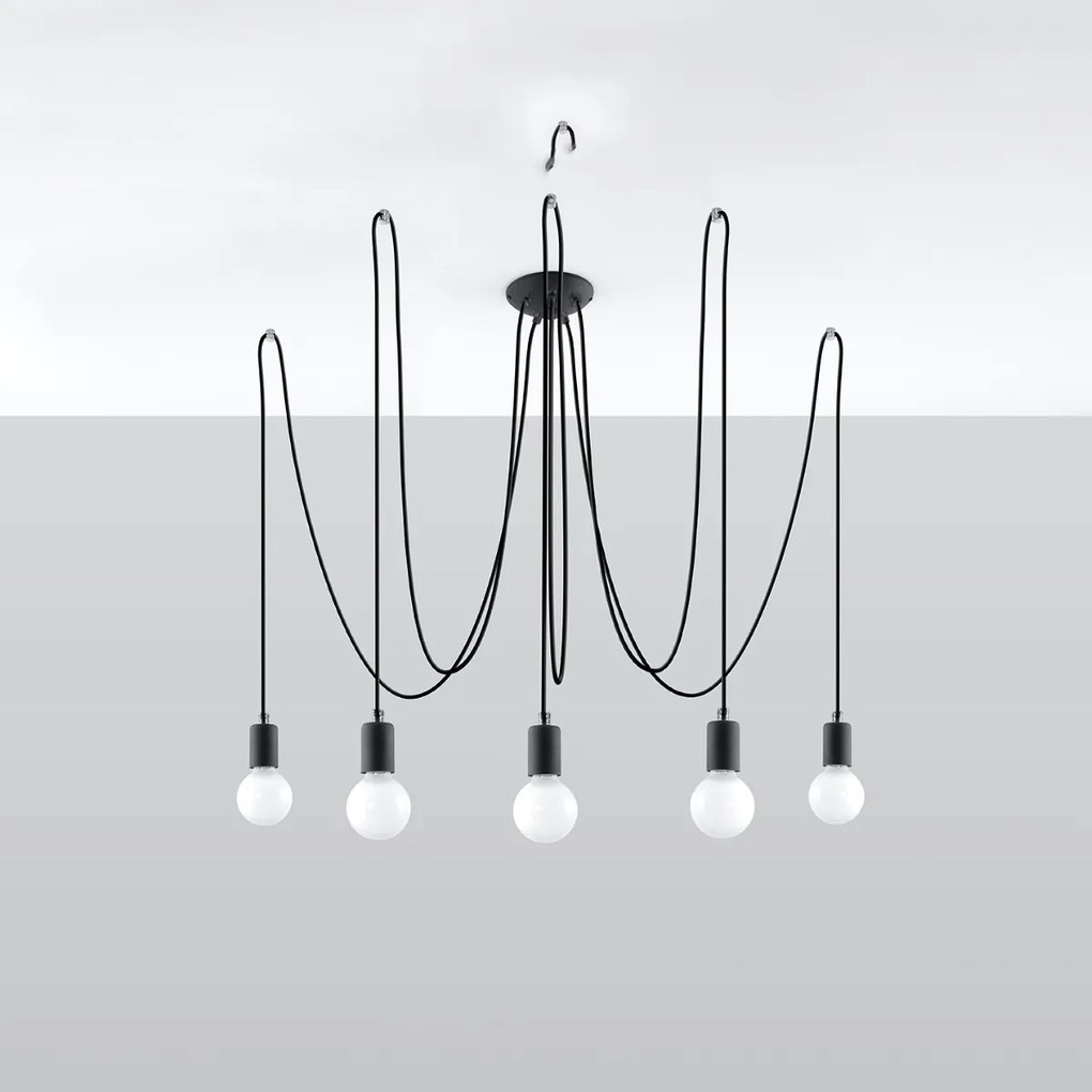Sollux Lighting Lustr EDISON 5 černý