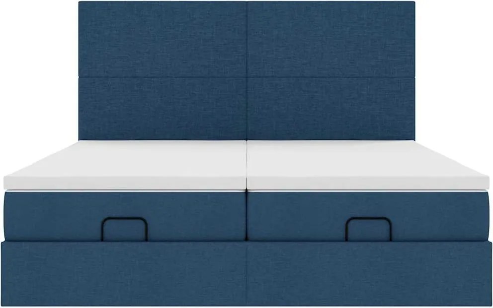 Osmanský rám postele s matracíes modrá 180x200cm textil 3313677