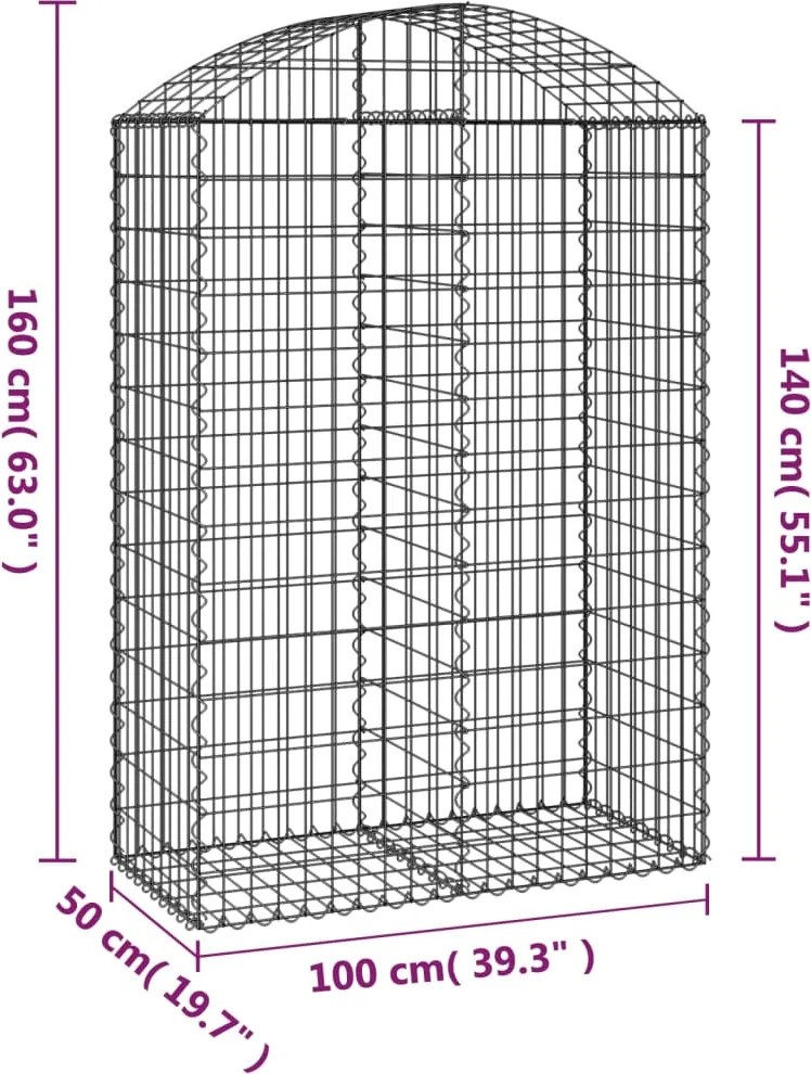 Klenutý gabionový koš 100 x 50 x 140/160 cm pozinkované železo 153437