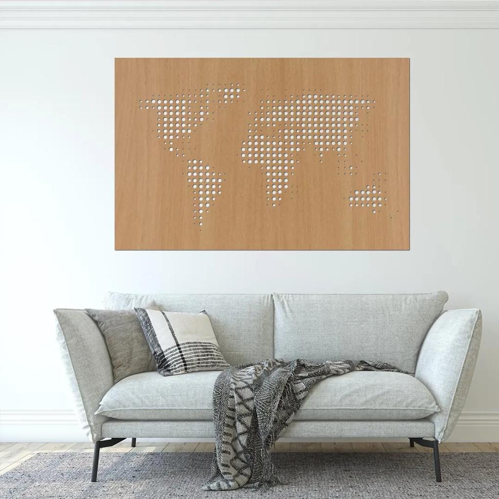 dřevo života Dřevěná mapa světa DOTS Barevný vzor: Bílá, Velikost map: 60x39