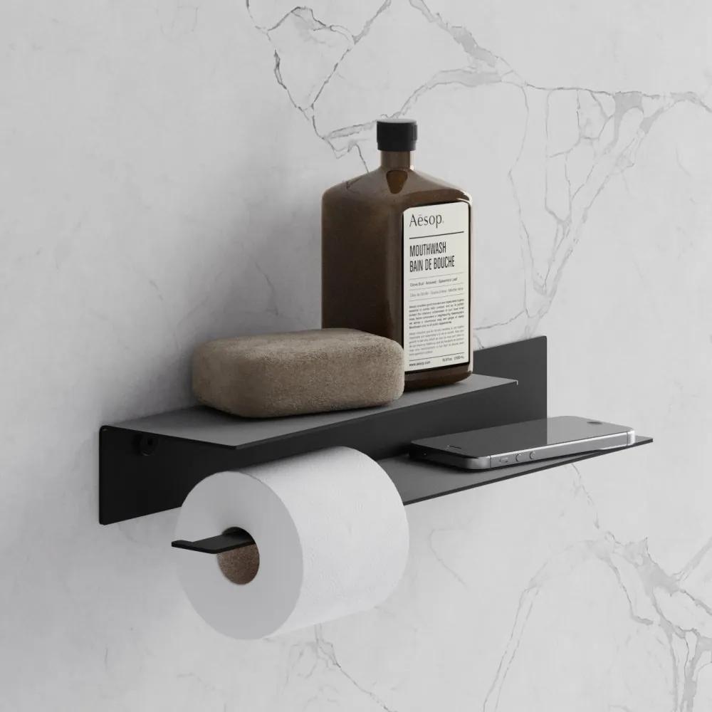 Kovový nástěnný držák na toaletní papír Berno bílý M - levá varianta
