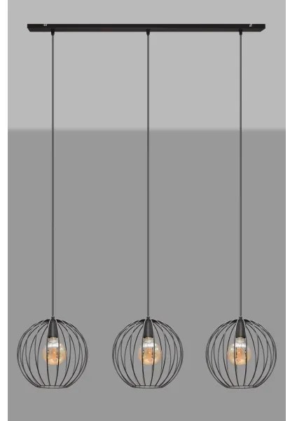 Lustr na lanku MERCURE 3xE27/15W/230V černá