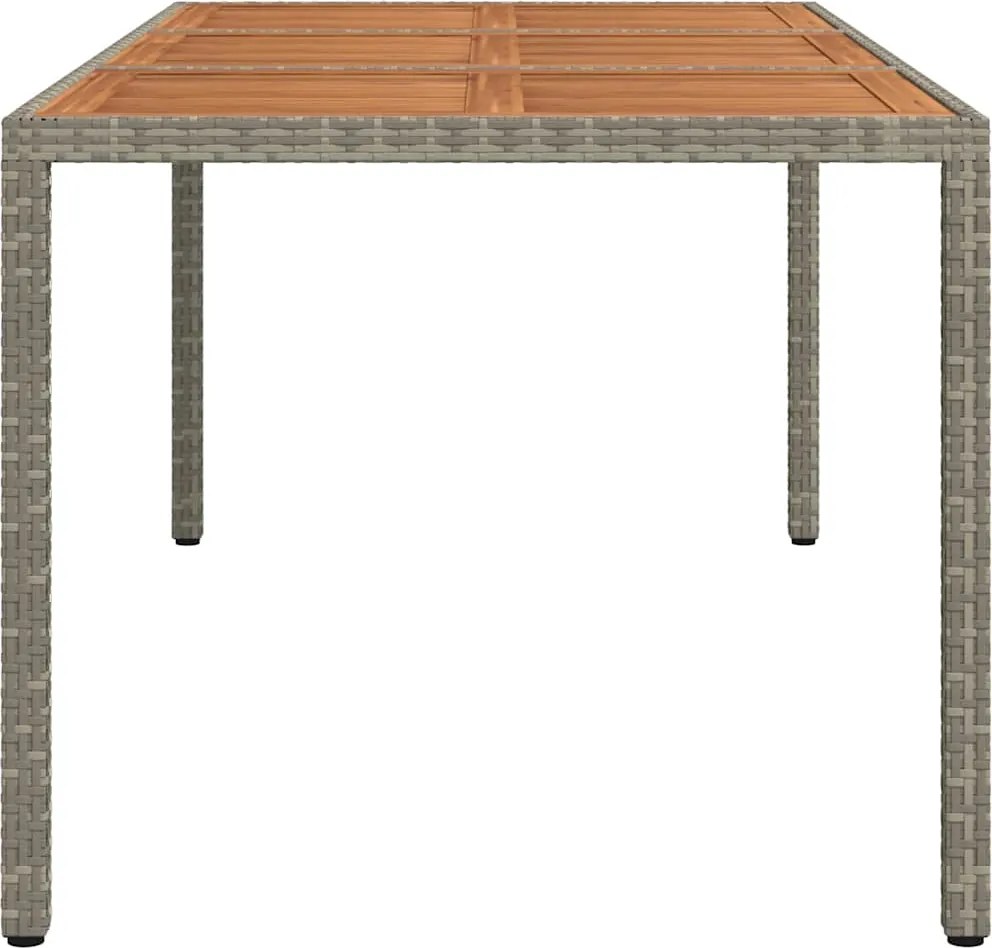 Zahradní stůl 190 x 90 x 75 cm polyratan a akáciové dřevo šedý 316723