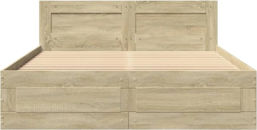 Rám postele s čelem dub sonoma 140 x 200 cm kompozitní dřevo 3295564