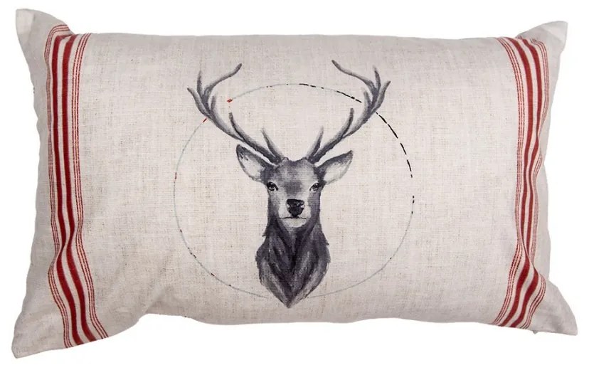 Béžový povlak na polštář s jelenem Christmas Deer - 30*50 cm
