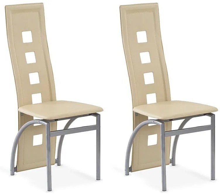 Jídelní židle Eliora 1 - krémová, lakovaná ocel + PVC, krémová