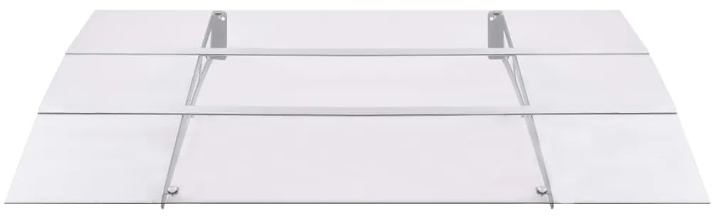 Stříška na dveře stříbrná a průhledná 150x90 cm PET 144829
