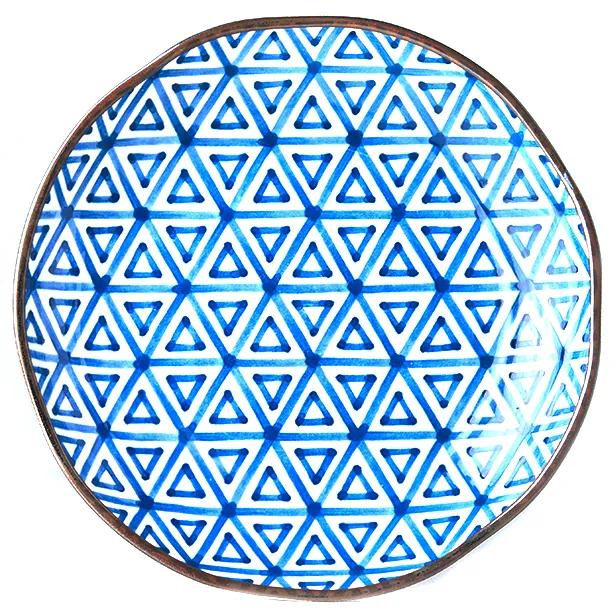 Made in Japan Mělký talíř Triangle Indigo Ikat 23 cm
