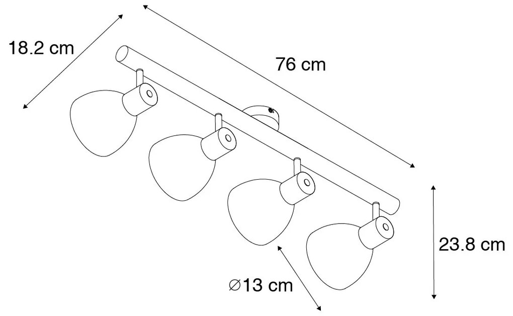 Rustikální bodové svítidlo černé se dřevem 4-světlo - Flint