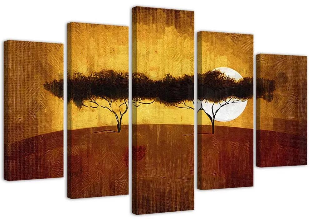 Gario Obraz na plátně Africké stromy - 5 dílný Rozměry: 100 x 70 cm