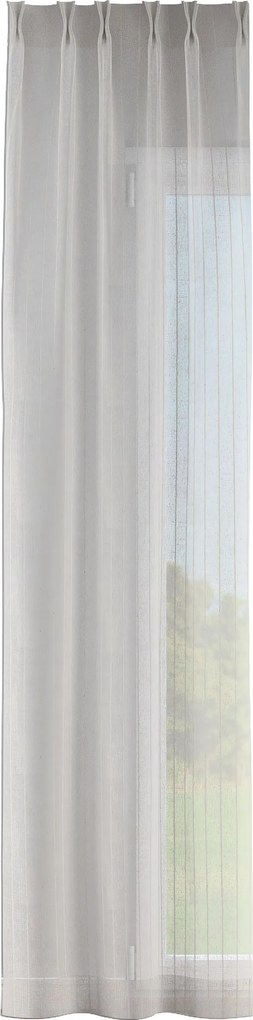 Závěs na dvojitých hačcích flex barva béžová látka poloprůhledná, pletený vzor, vzorované
