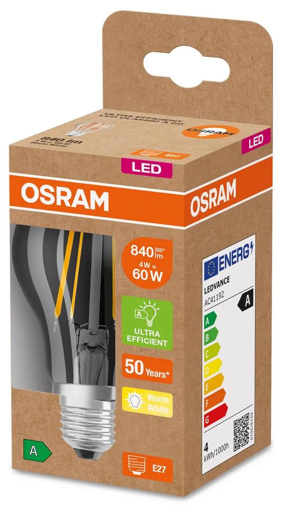 Žárovka OSRAM LED E27 A60 4W 840lm 3000K čirá