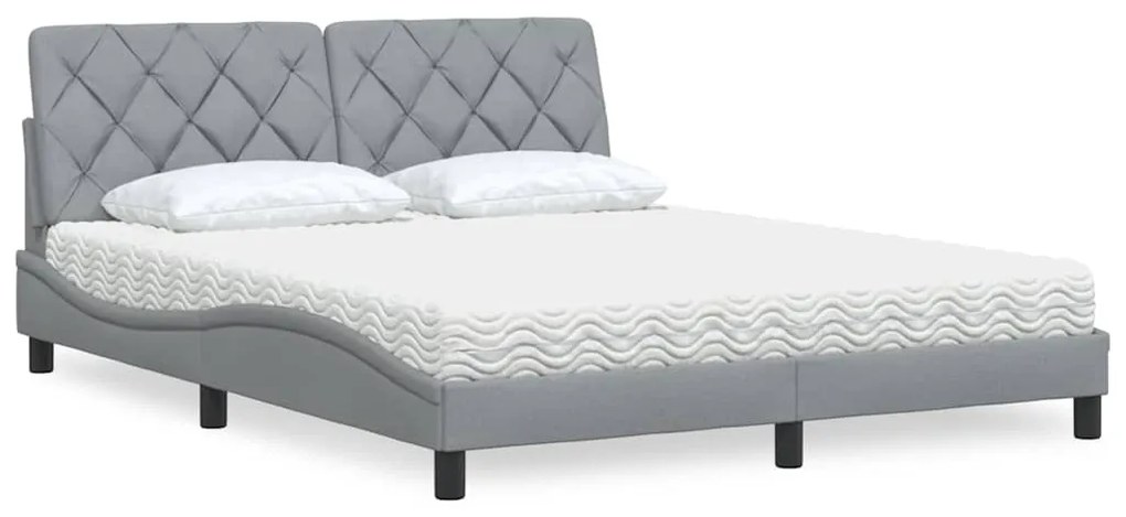Postel s matrací světle šedá 160 x 200 cm textil 3310748
