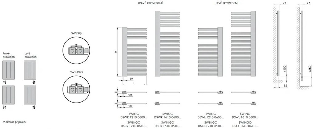 Isan Swingo 1210 x 610 mm koupelnový radiátor bílý
