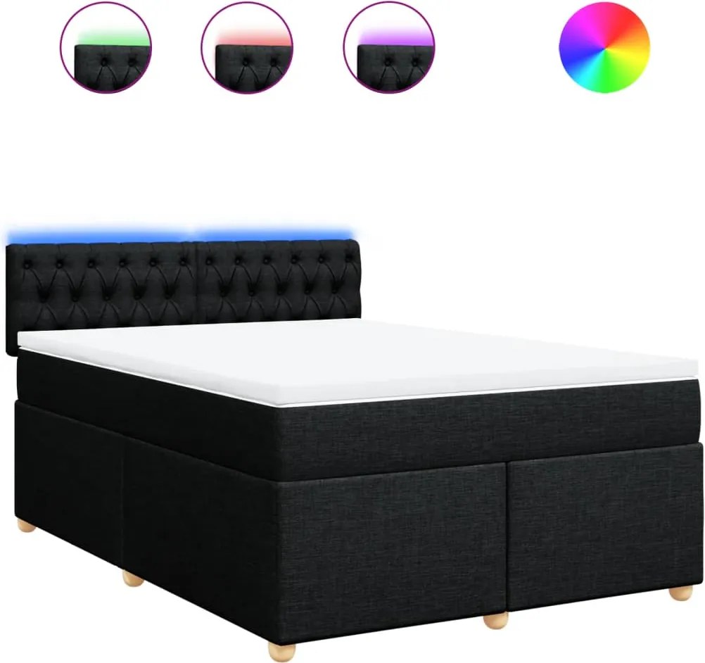 Box spring postel s matrací černá 140x200 cm textil 3289012