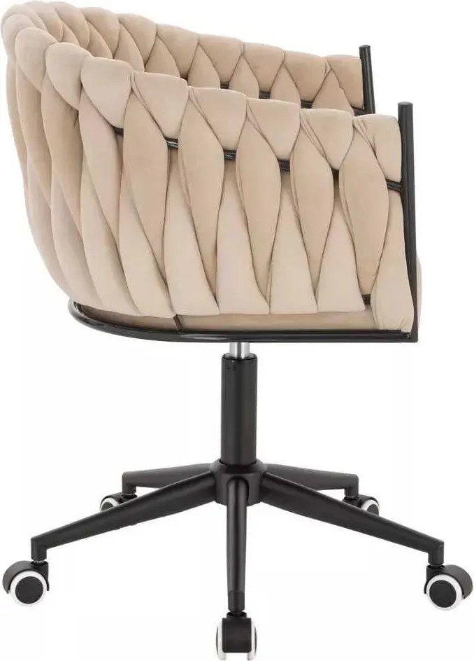 LuxuryForm DESIGN Otočná židle NORDEN VELUR na černé podstavě s kolečky - krémová